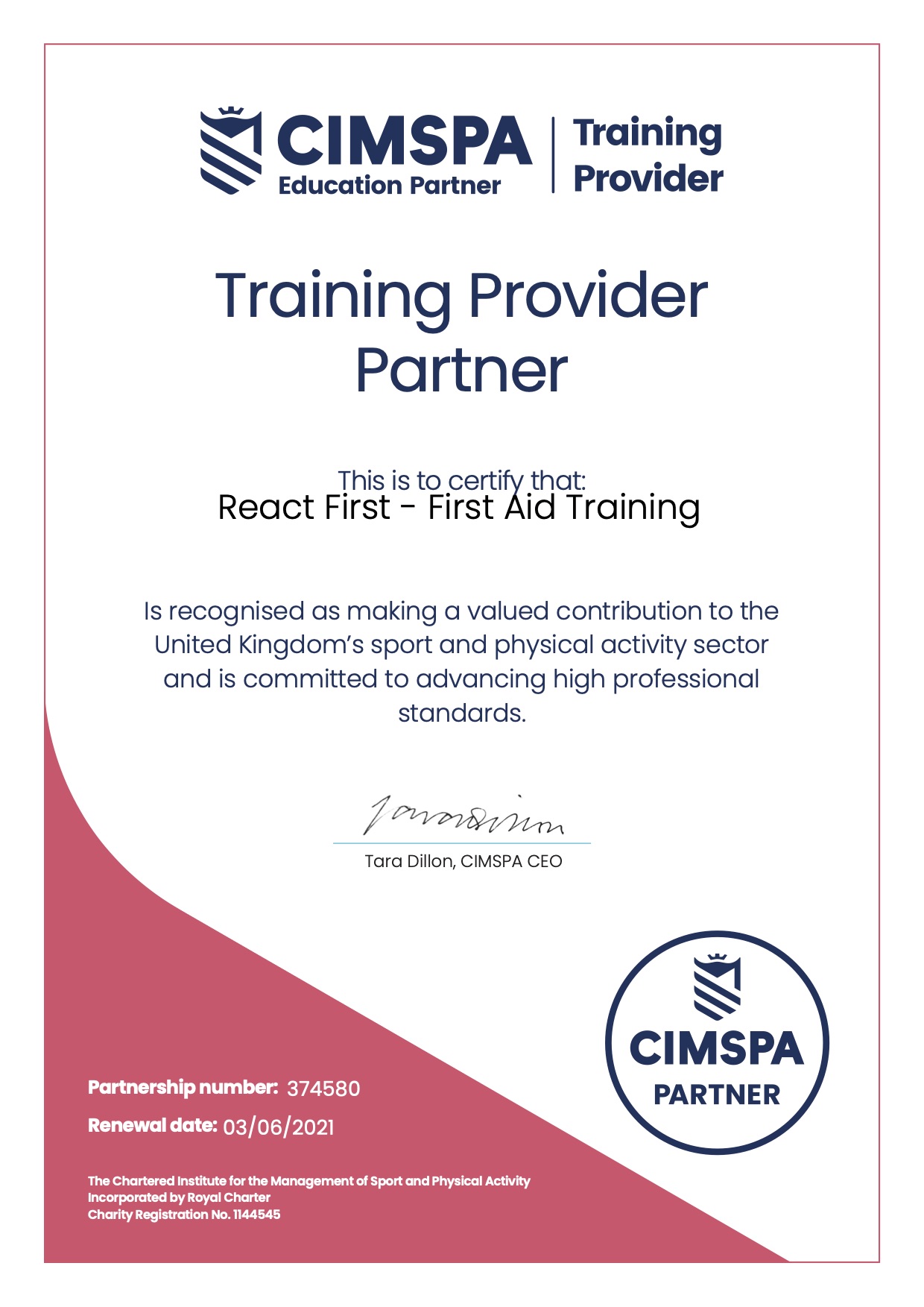 CIMSPA Endorsed CPD Points CIMSPA Endorsed CPD Points